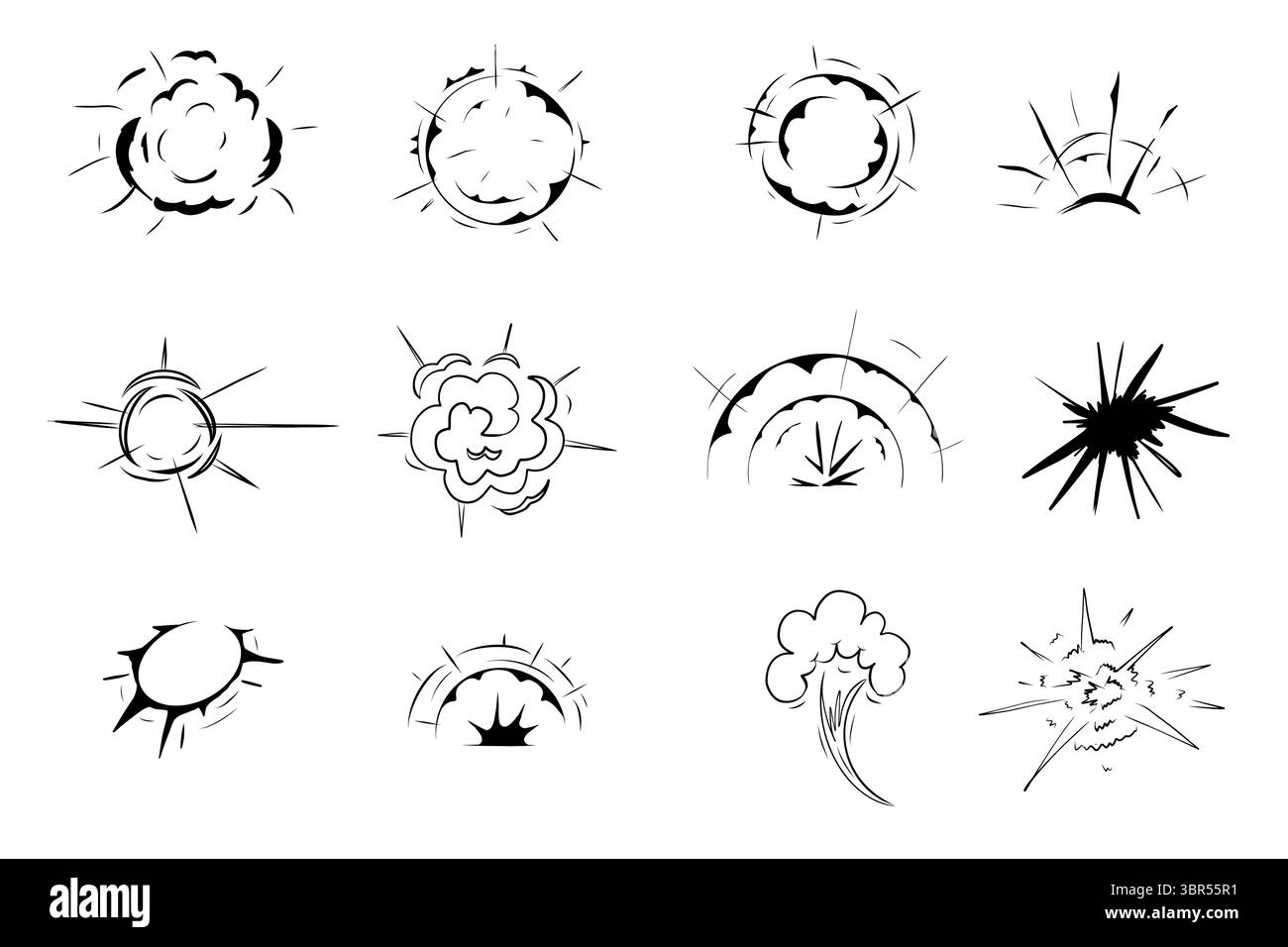 Explosion effect comic manga line sketch. Motion anime explode, radial ...