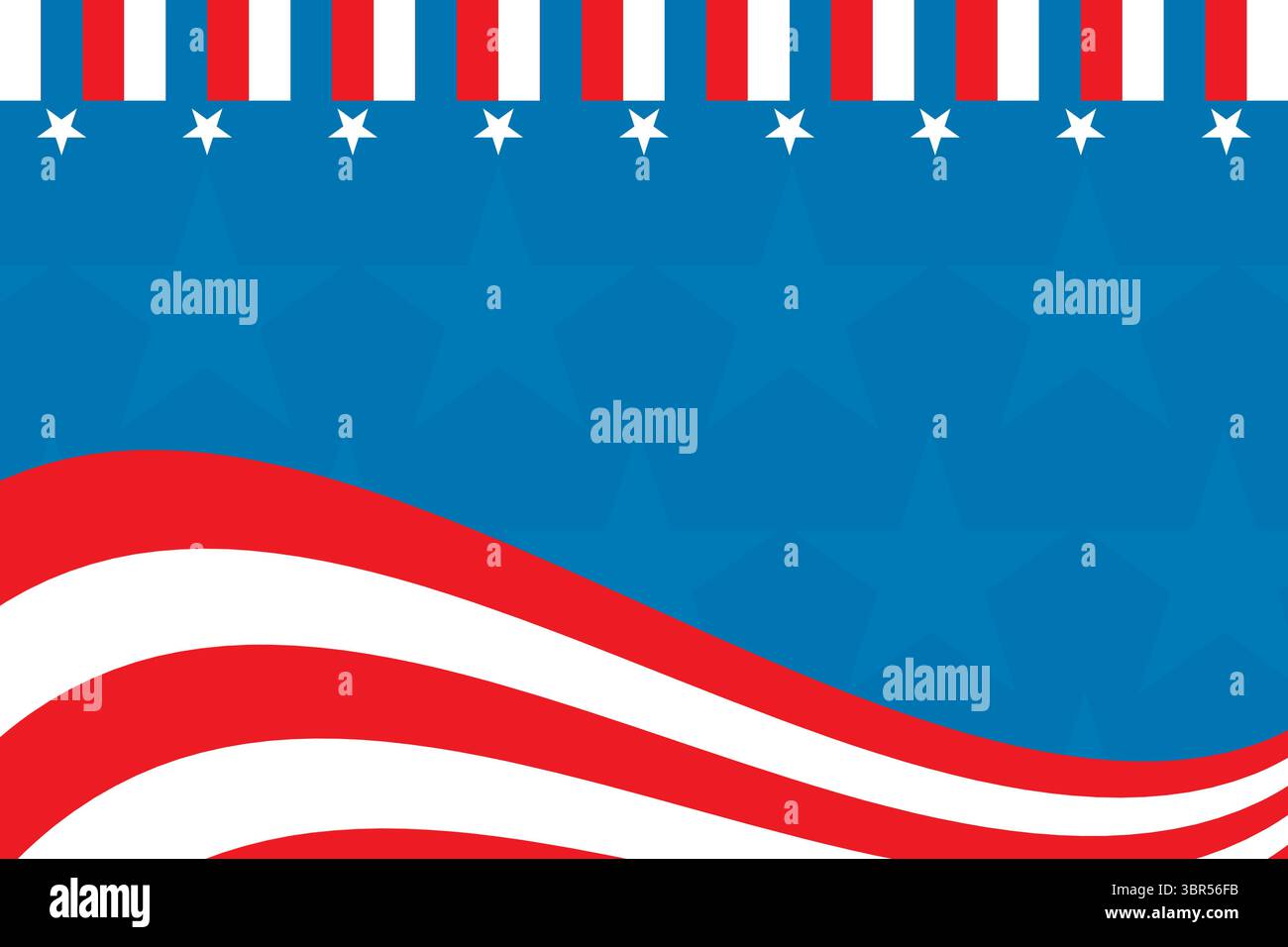 Stylized flag is showing flat design with wavy red stripes, blue starry ...