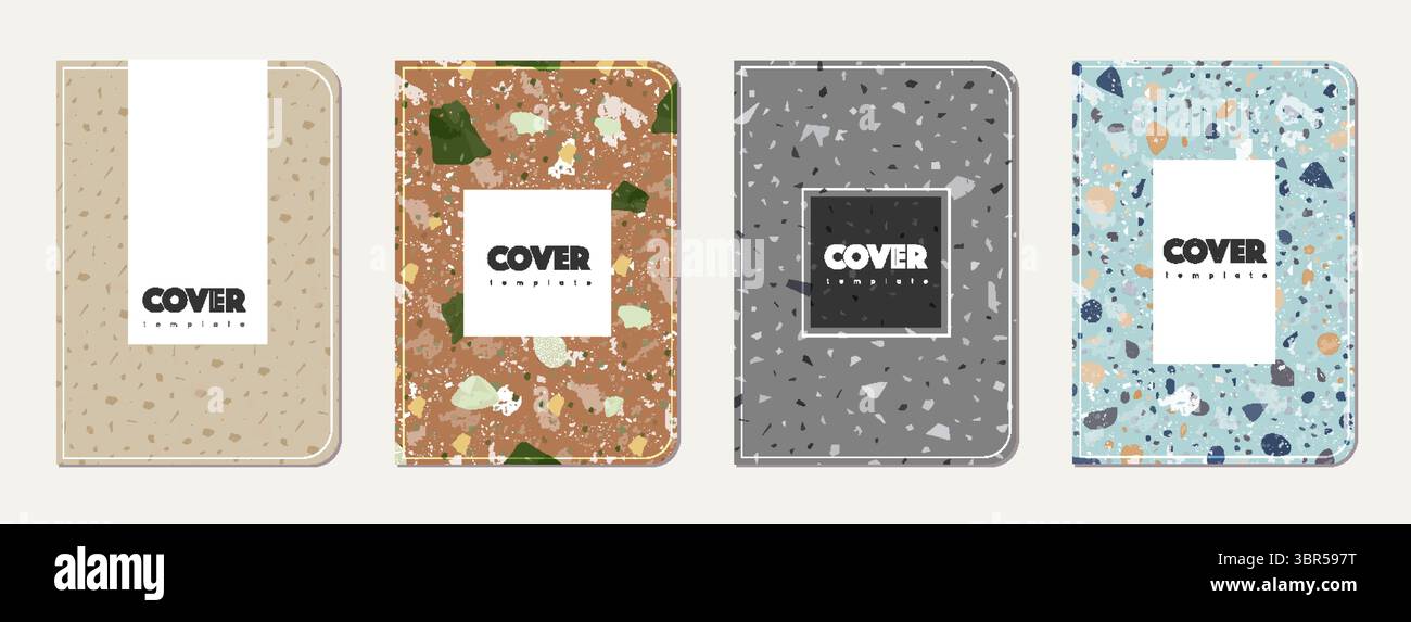 School diary cover design. Terrazzo abstract background made of natural ...