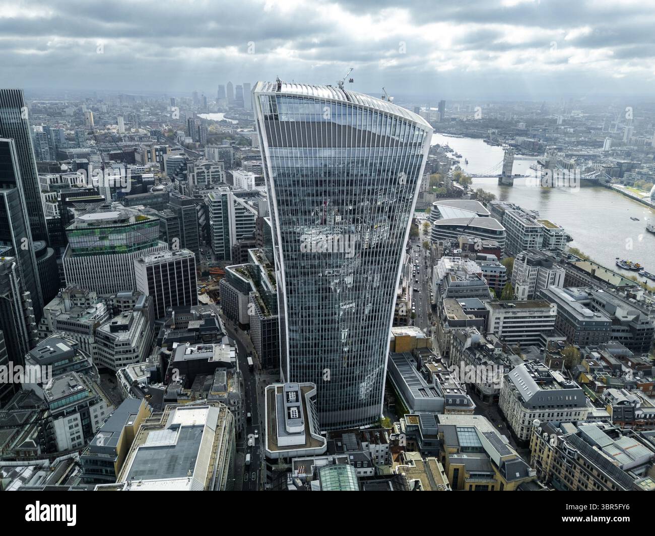 Aerial view of the Walkie Talkie building dominating the skyline amidst ...
