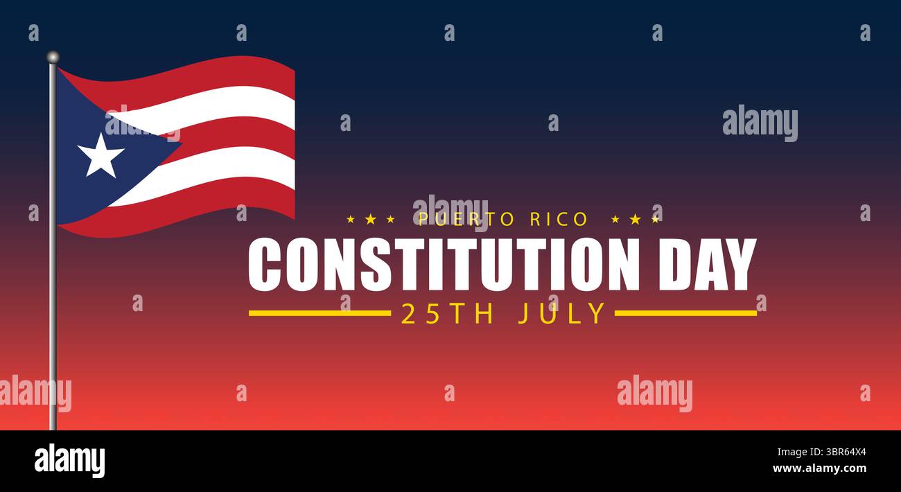 Puerto Rico Constitution Day Banner with Waving Flag and Patriotic ...