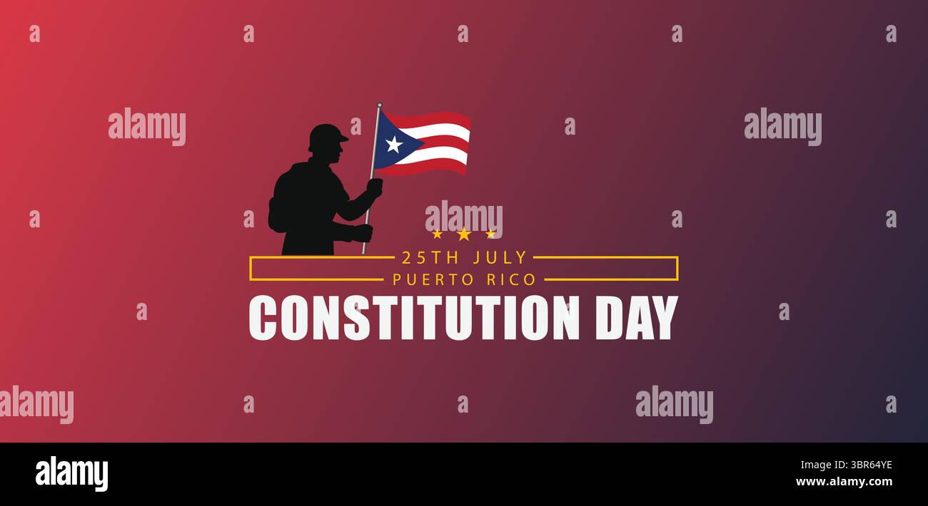 Puerto Rico Constitution Day Poster with Soldier Silhouette and Flag ...