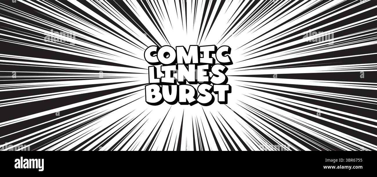 Comic Burst Text With Dynamic Speed Lines Radiating From Center In ...