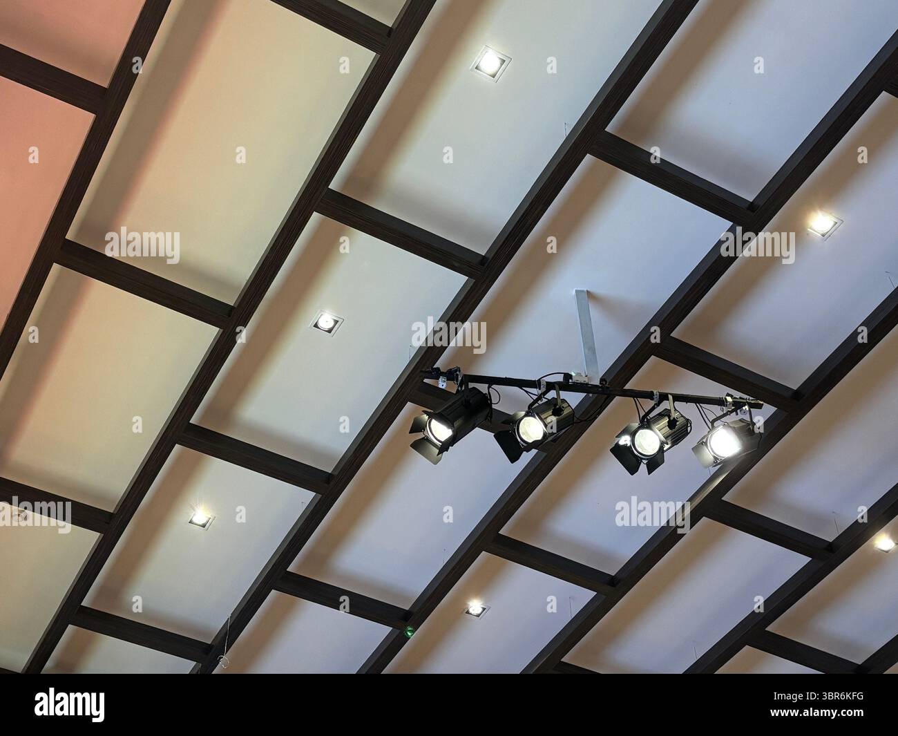 Ceiling with lighting and a ceiling spotlight bar, and modern black ...