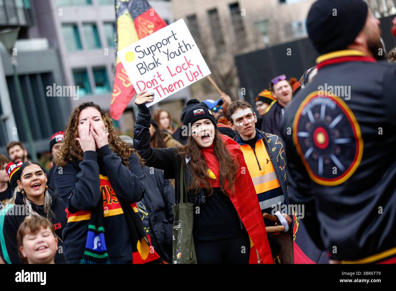 Participants chant slogans during the VIC NAIDOC March. The 2025 NAIDOC ...