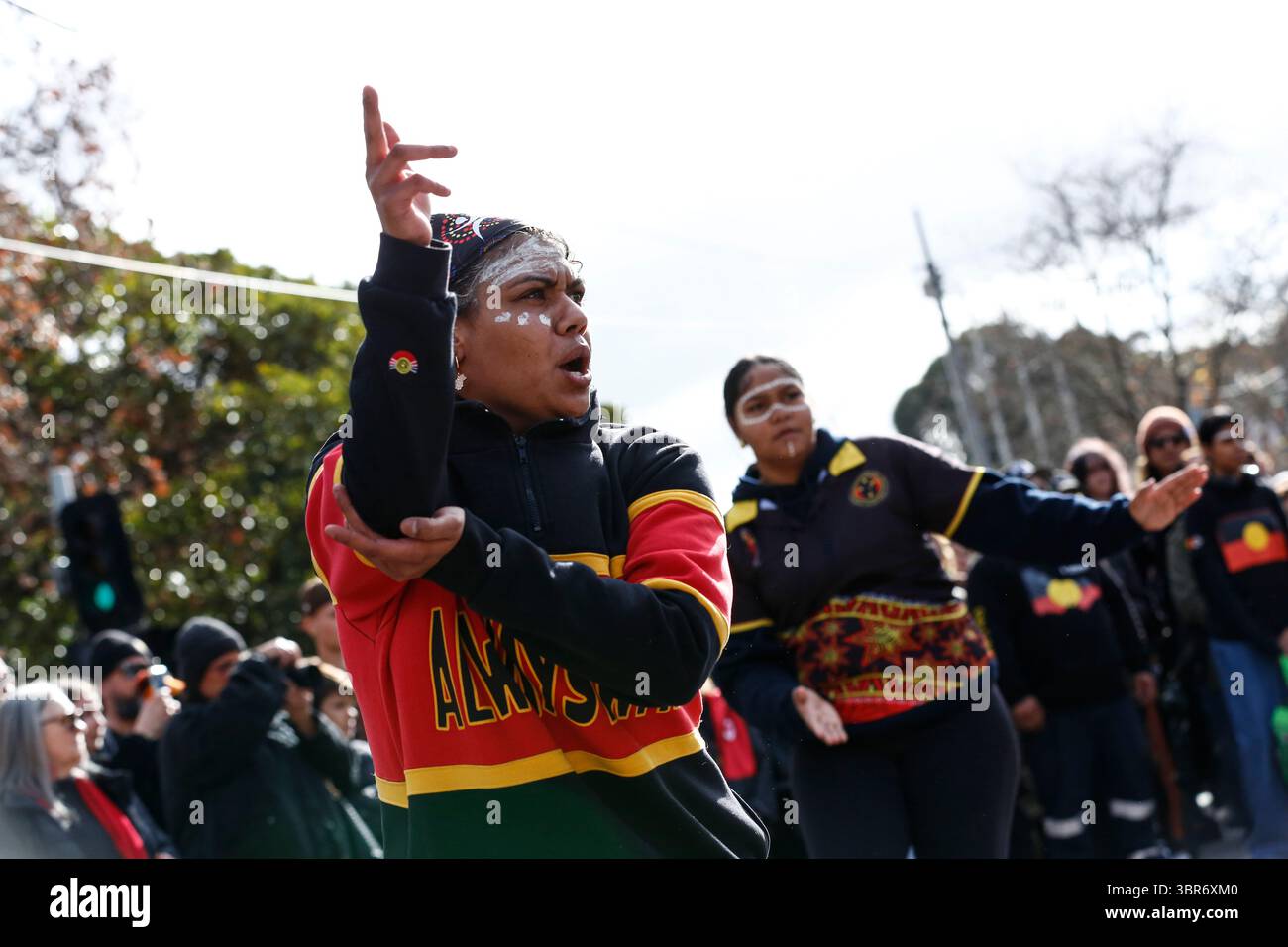 A participant performs a traditional dance during the VIC NAIDOC March ...
