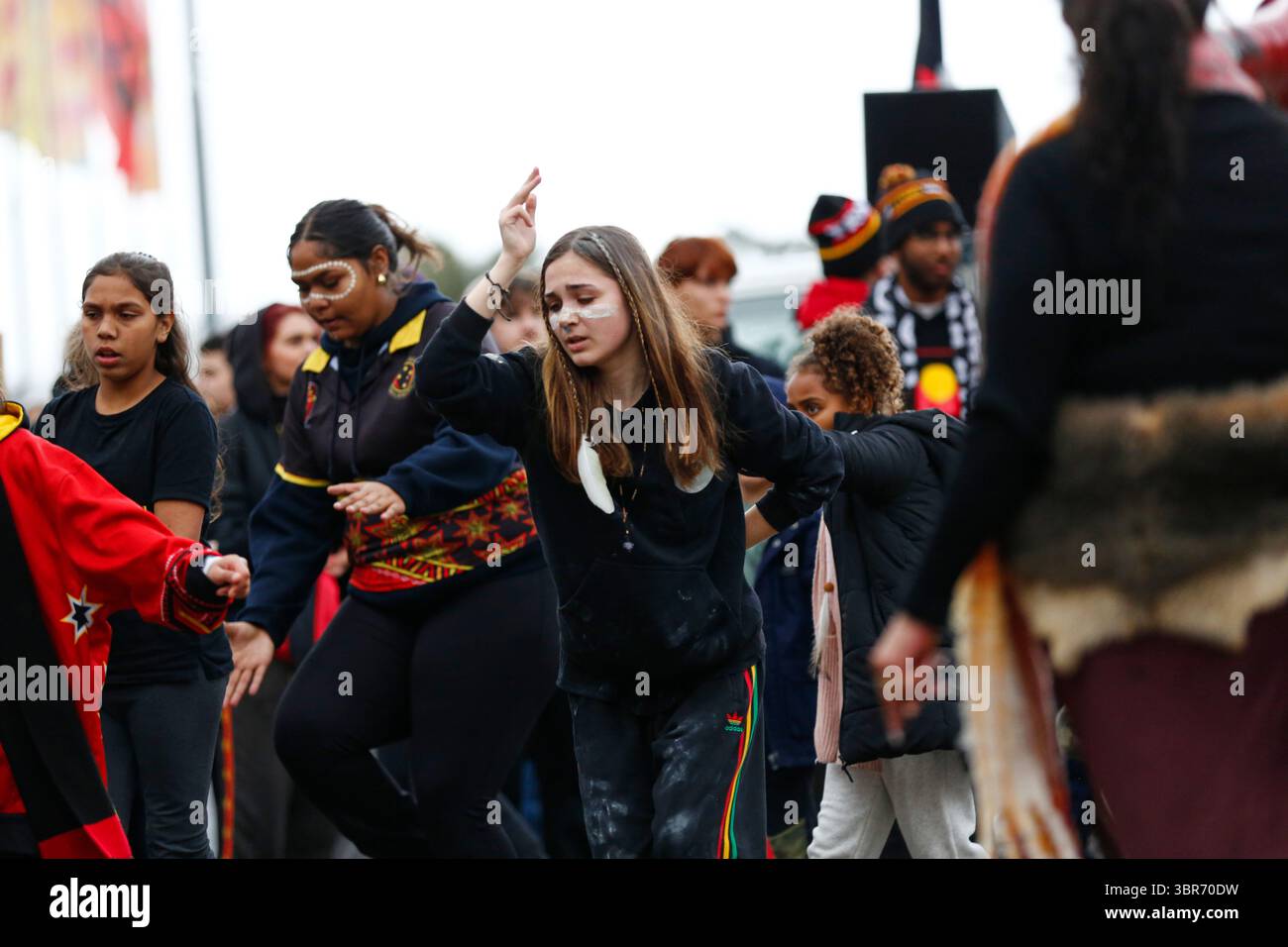 A participant performs a traditional dance during the VIC NAIDOC March ...