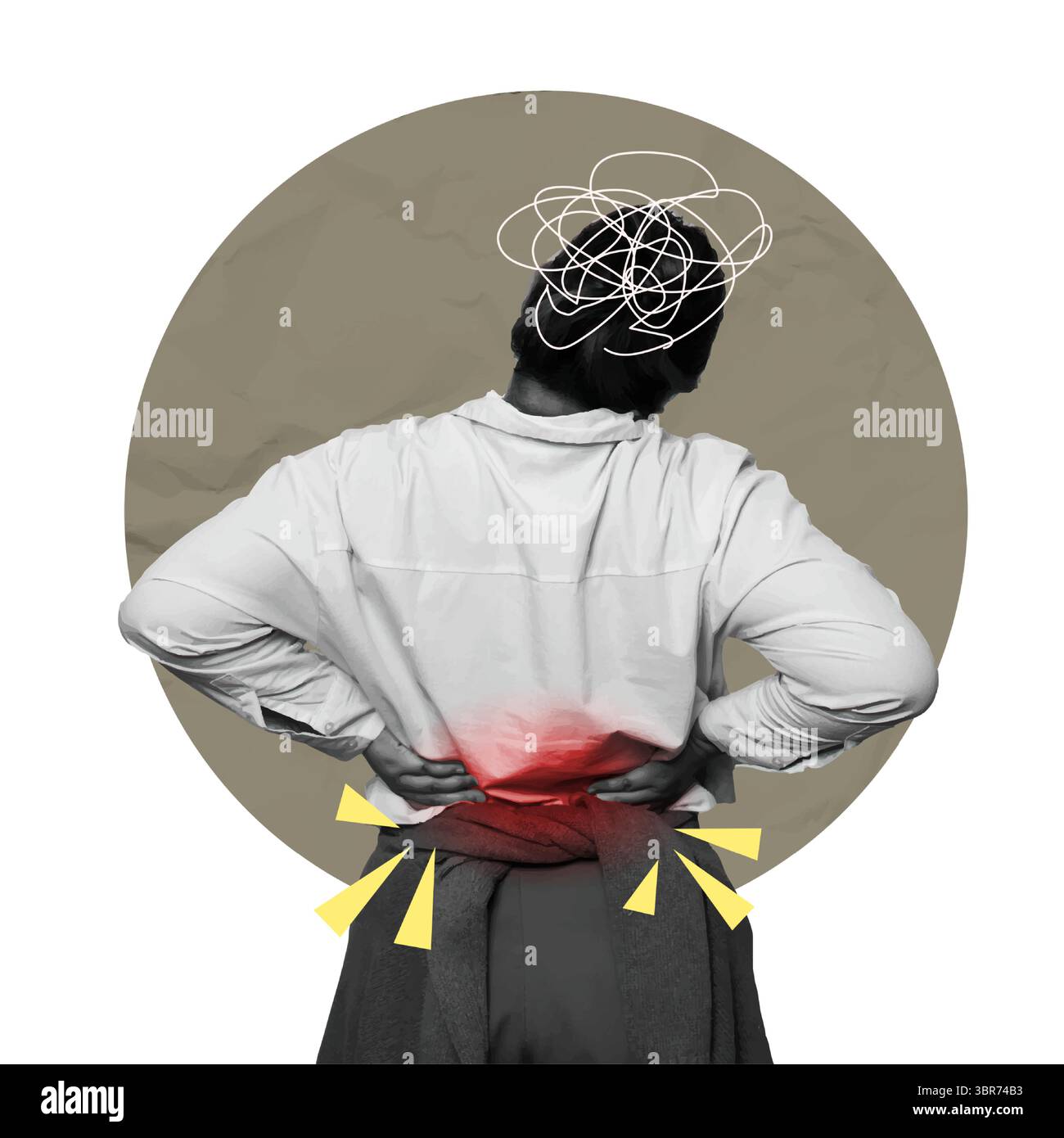 Wellness focus on physical strain and mental stress. Vector ...