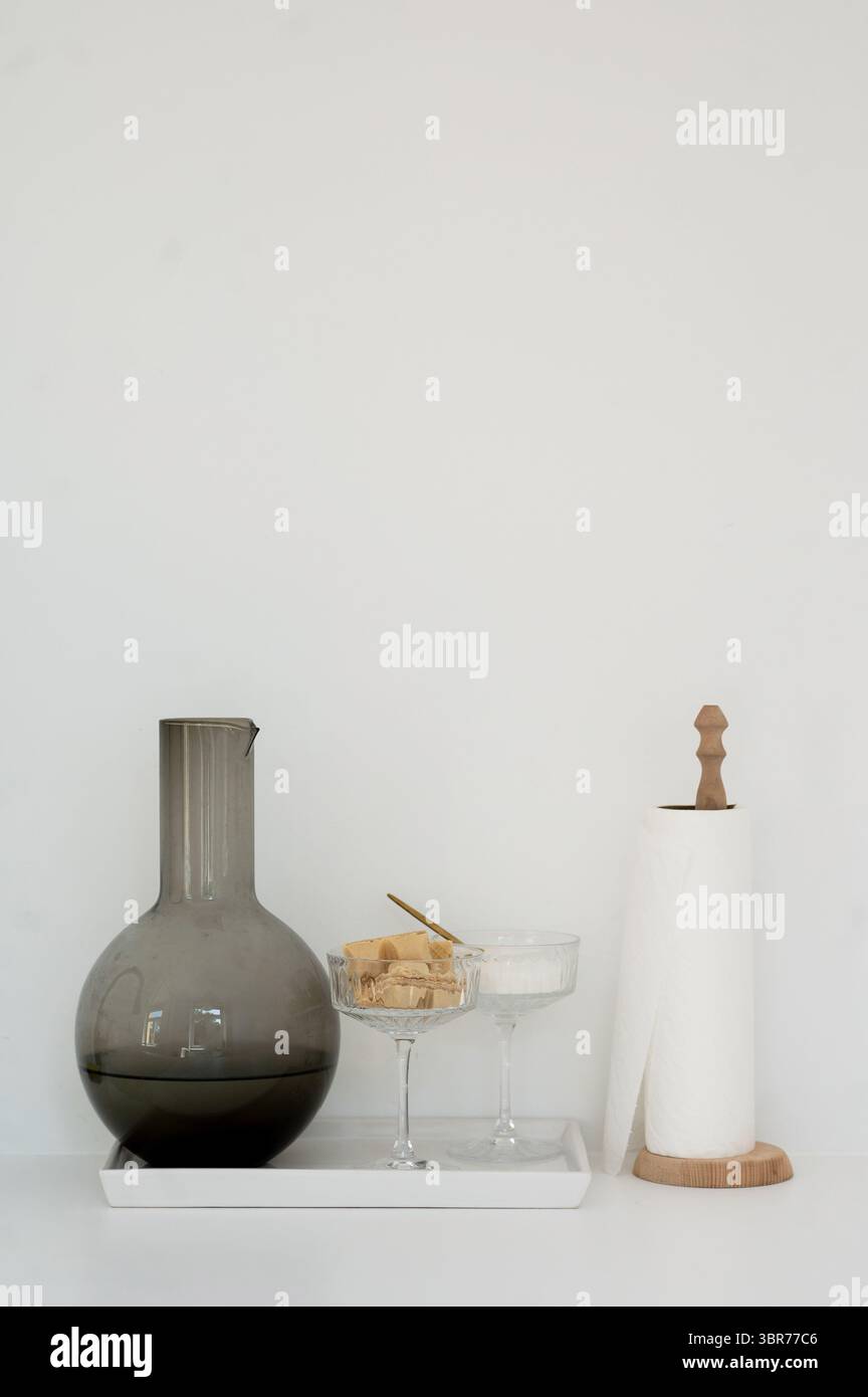 Minimalist Kitchen Setup with Glass Carafe Stock Photo - Alamy