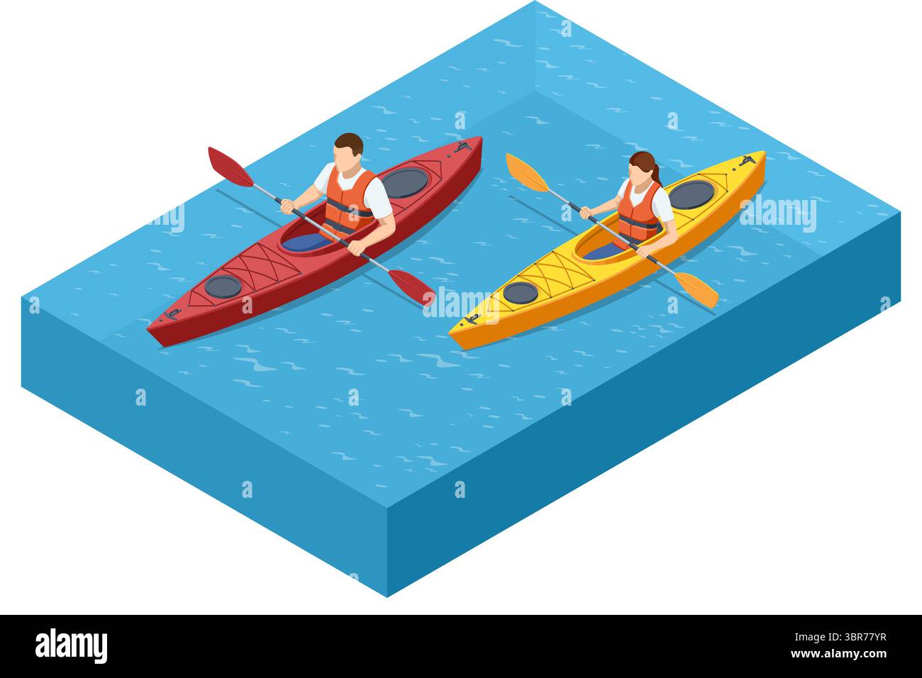 Couple kayaking on a lake Stock Vector Images - Alamy