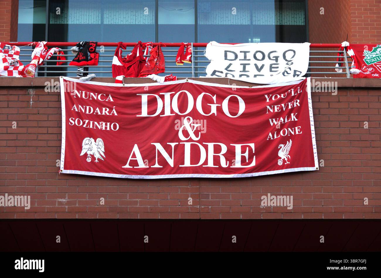 A sea of floral, scarves and shirts tributes at Anfield following the ...