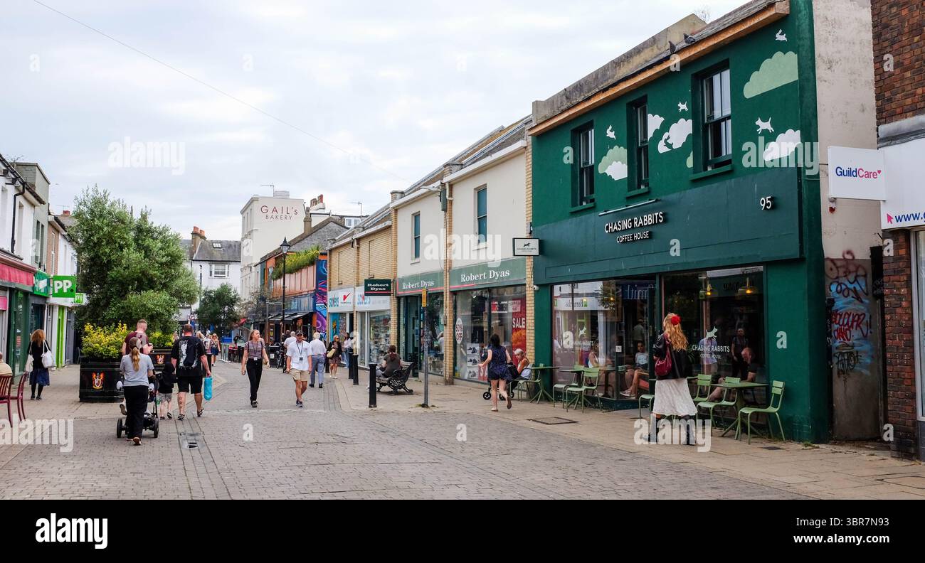 Shops , bars and cafes in George Street Hove UK July 2025 - : Credit ...