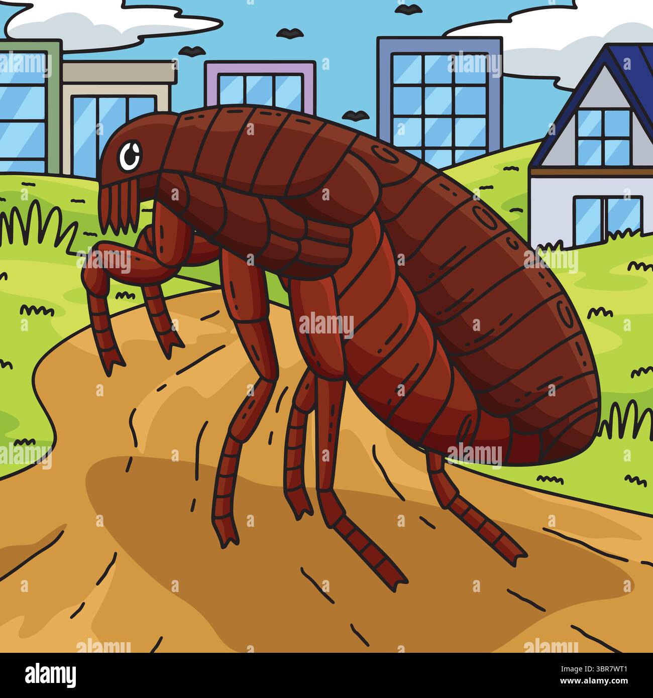 Insect Flea Animal Colored Cartoon Illustration Stock Vector Image ...