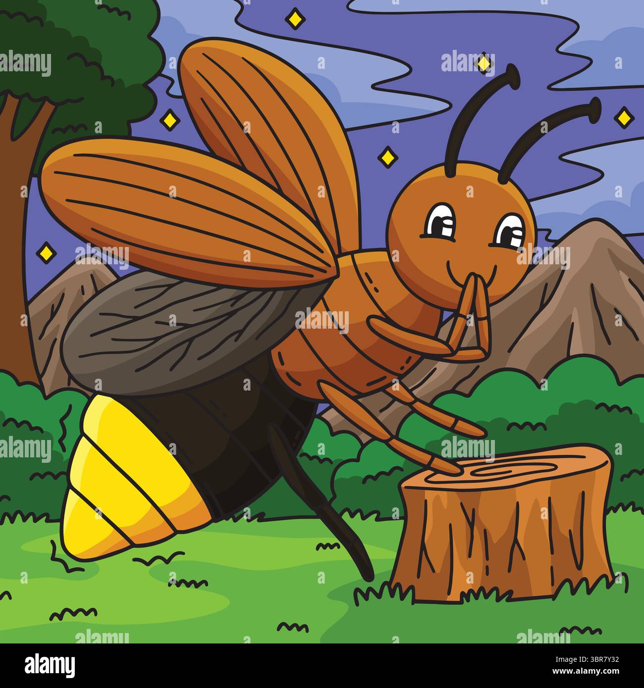 Insect Firefly Animal Colored Cartoon Illustration Stock Vector Image ...