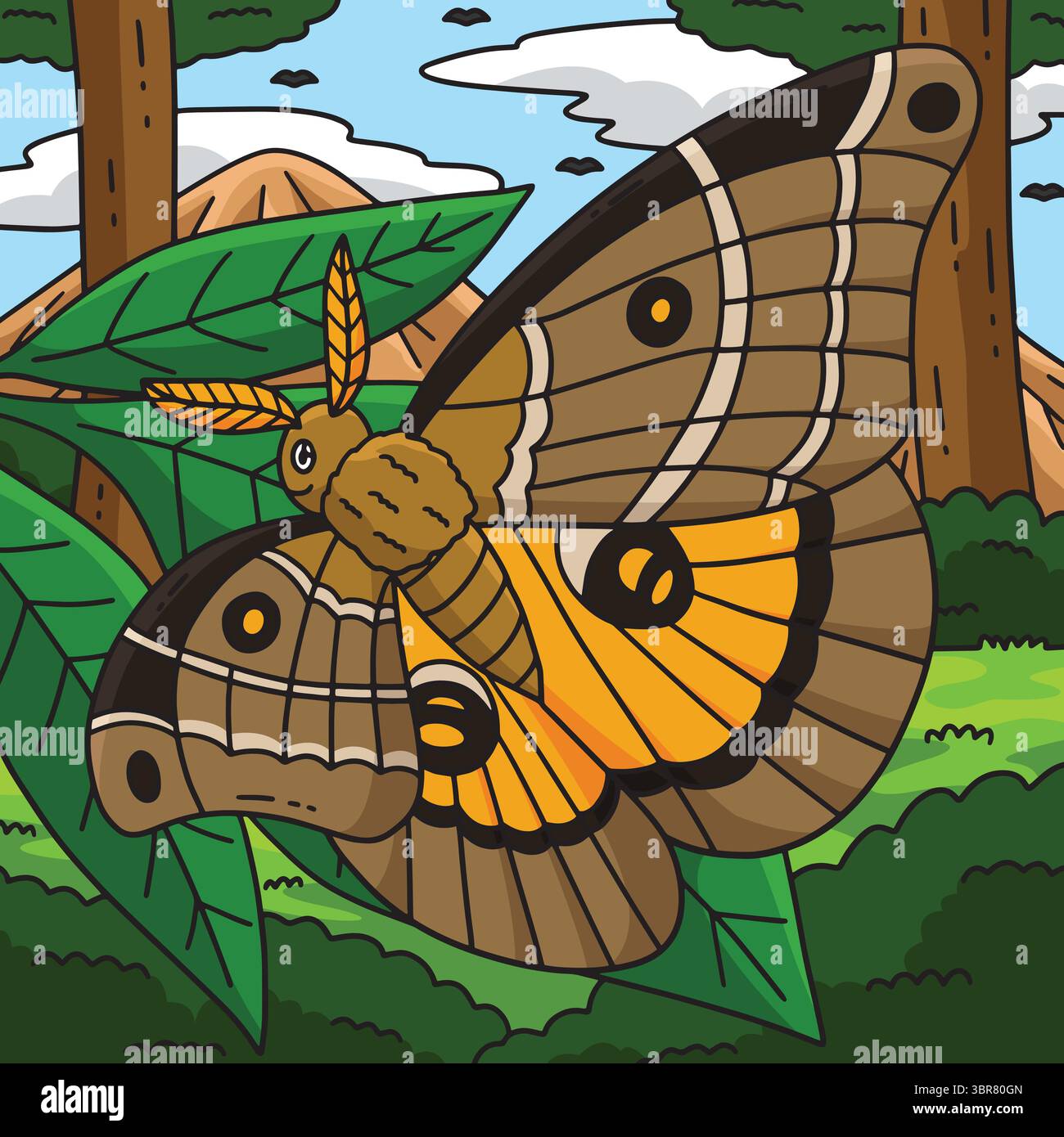 Insect Moth Animal Colored Cartoon Illustration Stock Vector Image ...