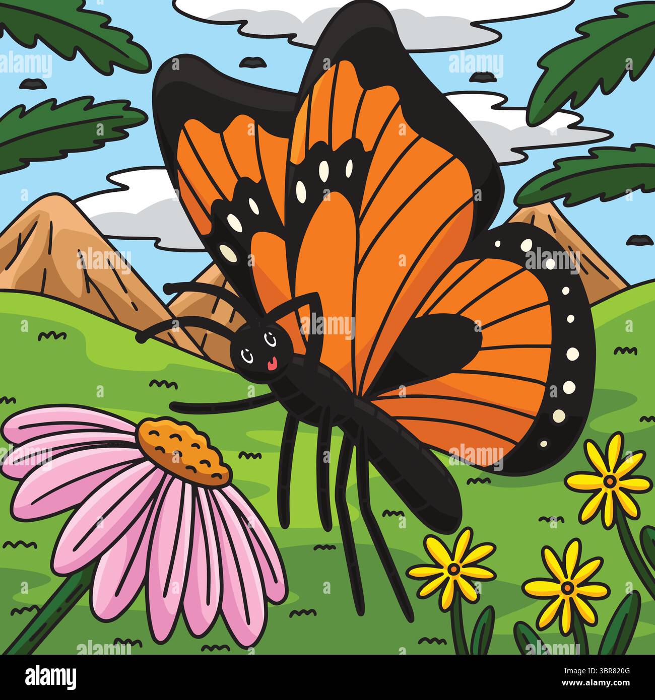Insect Monarch Butterfly Animal Colored Cartoon Stock Vector Image ...