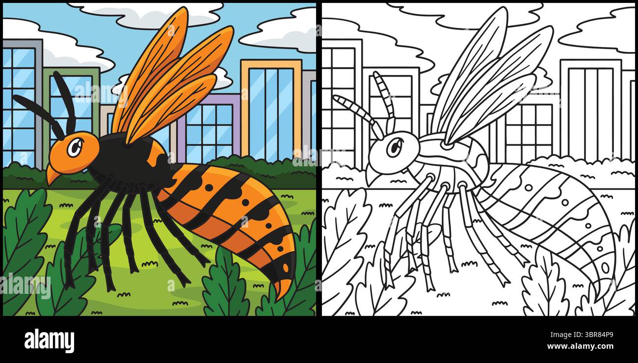 Insect Hornet Animal Colored Cartoon Illustration Stock Vector Image ...