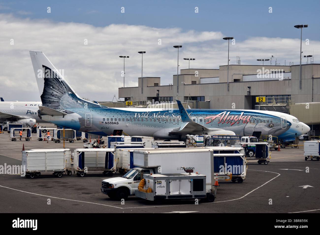 June 2, 2019, Hawaii, United States: Alaska Airlines airplane, Boeing ...