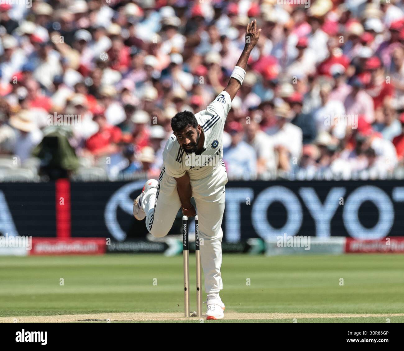 Jasprit Bumrah of India delivers the ball during the 3rd Rothesay Test ...