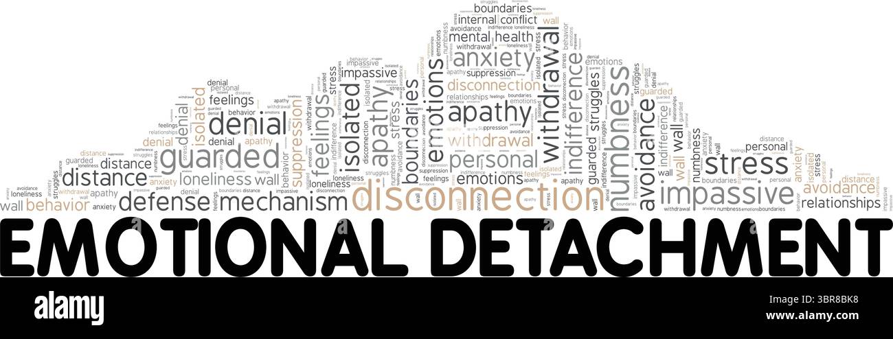 Emotional Detachment word cloud conceptual design isolated on white ...