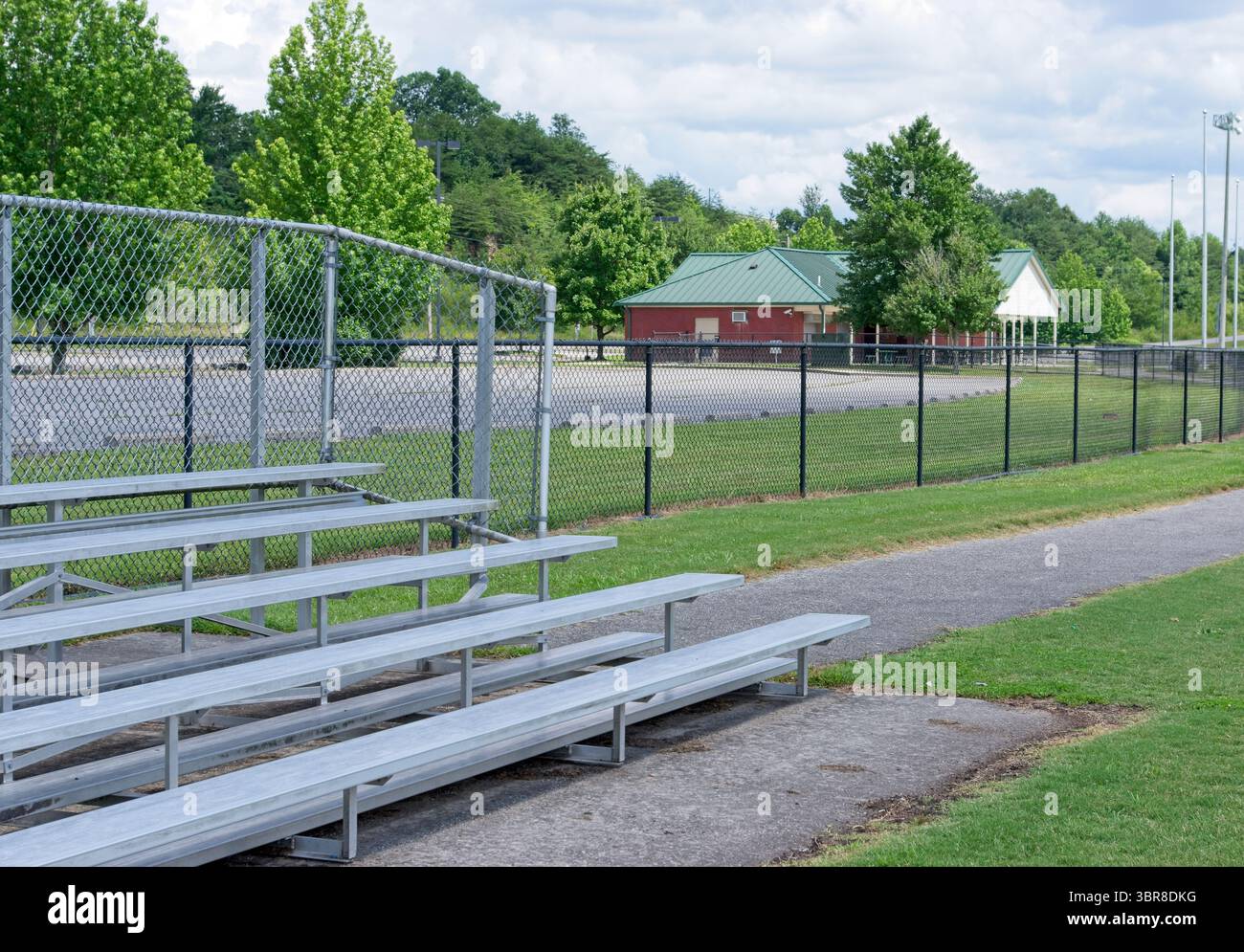 Metal bleachers at athletic field Stock Photo - Alamy