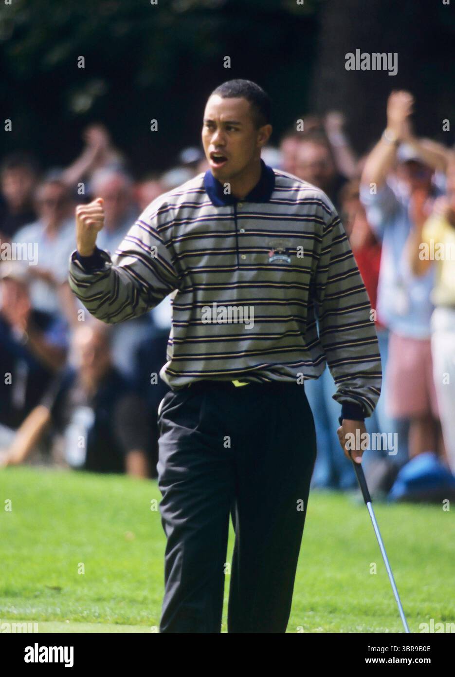 Tiger Woods punches the air after holing a putt The 1999 Ryder Cup took ...