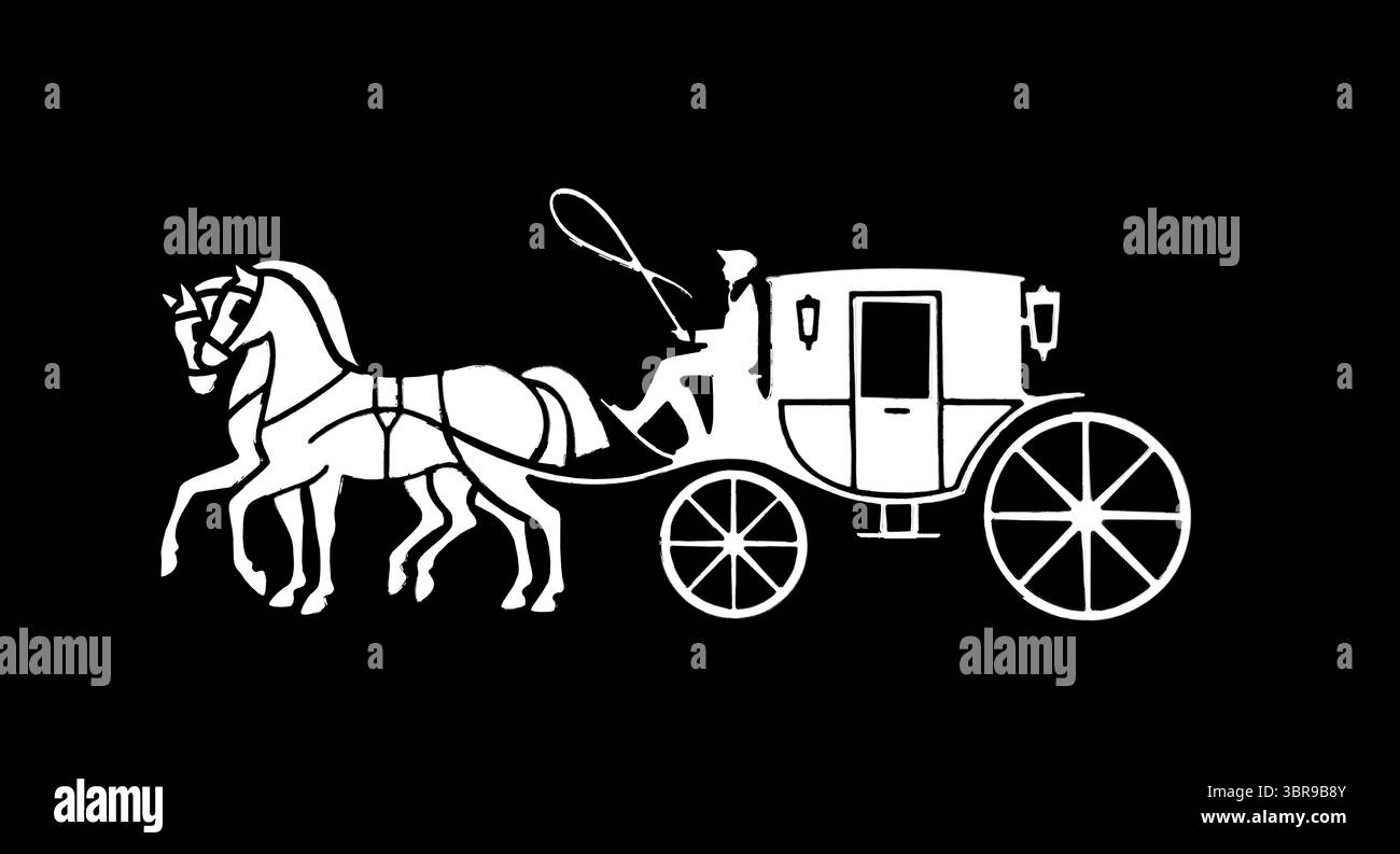 Stagecoach silhouette. Carriage isolated on black background. Old ...