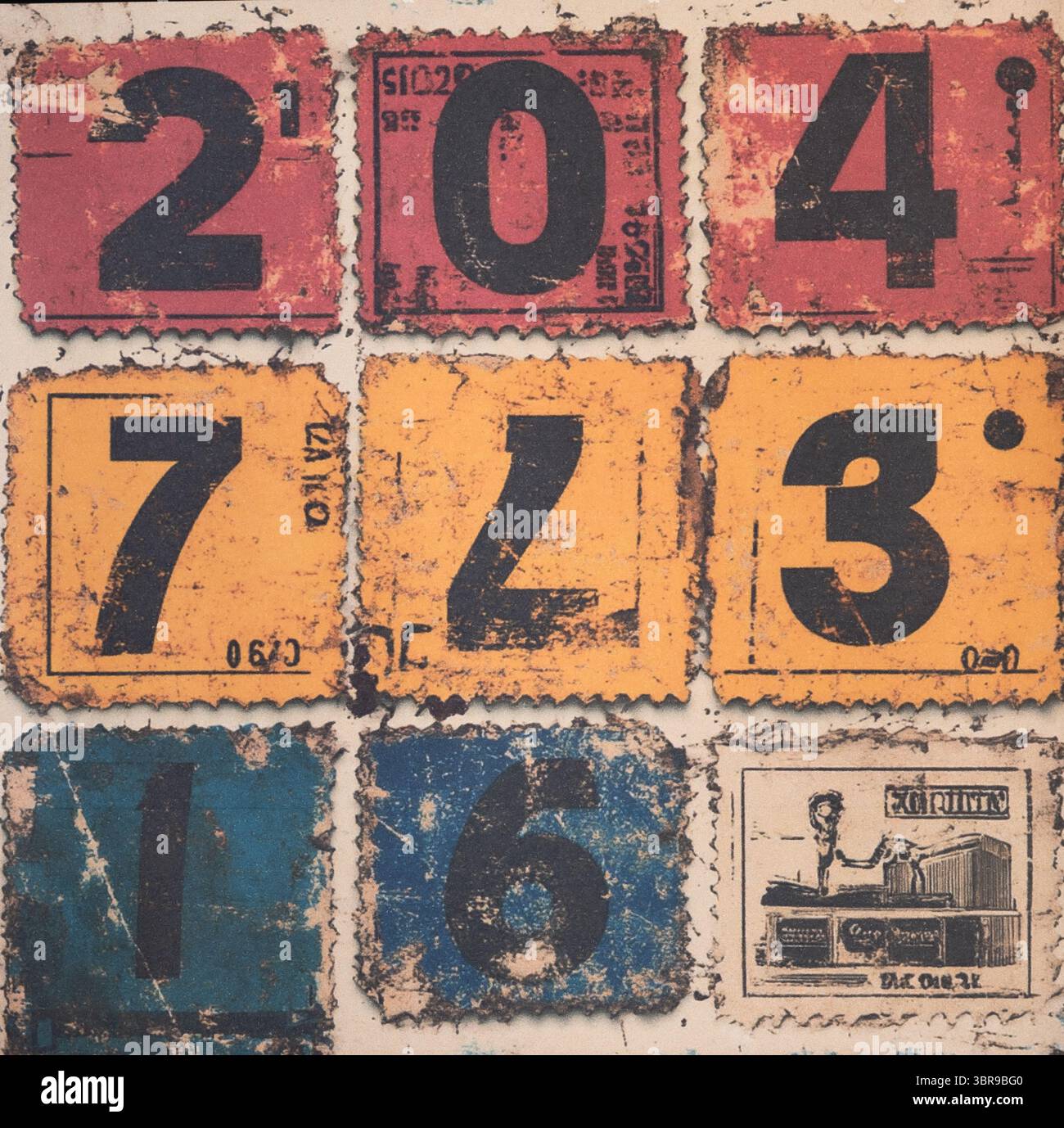 vintage tickets, retro diaries, vintage-style number stamps Stock Photo ...