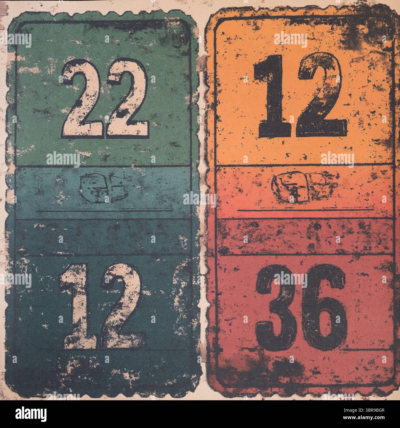 vintage tickets, retro diaries, vintage-style number stamps Stock Photo ...