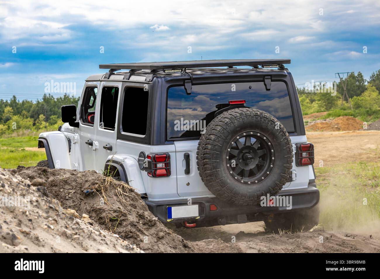 Off-road vehicle in difficult terrain, off-road car rally, off-road car ...