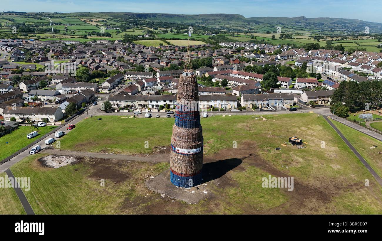 The Craigyhill bonfire in Larne, Co.Antrim. Picture date: Friday July ...
