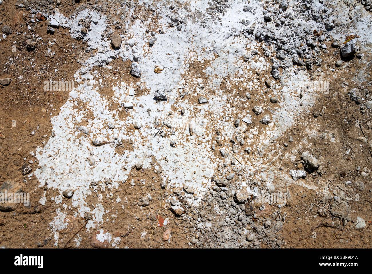 Concrete and cement stains on ground. Abstract messy construction ...