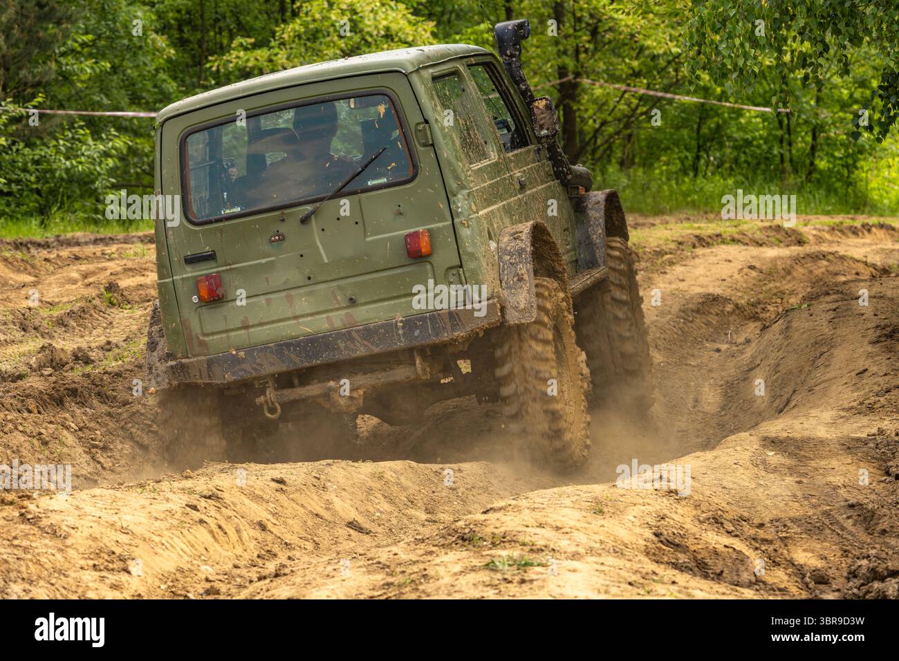 Off-road vehicle in difficult terrain, off-road car rally, off-road car ...