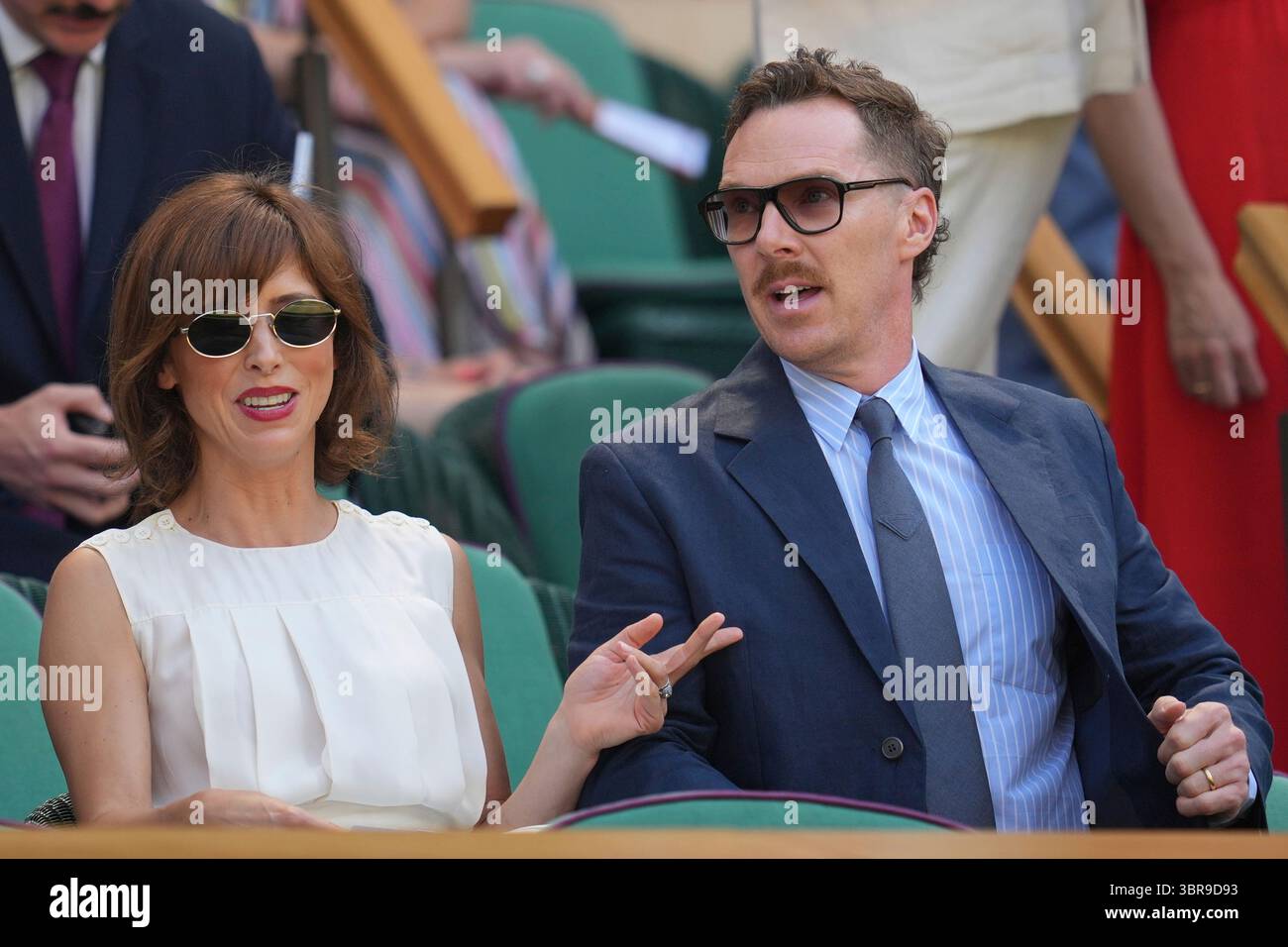 Actor Benedict Cumberbatch and his wife Sophie Hunter sit in the Royal ...