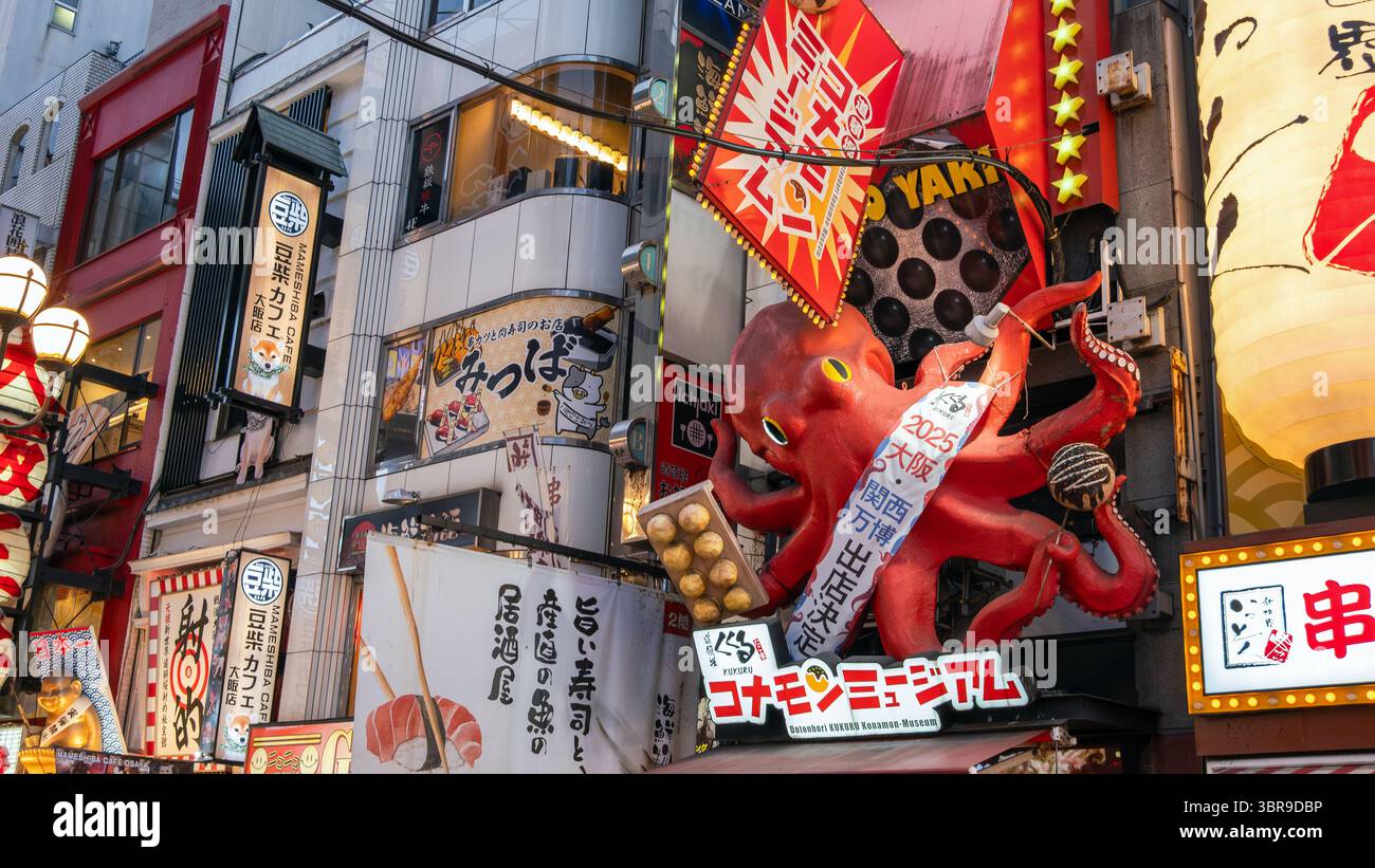Colorful storefront signs in the Dotonbori district of Osaka, Japan ...