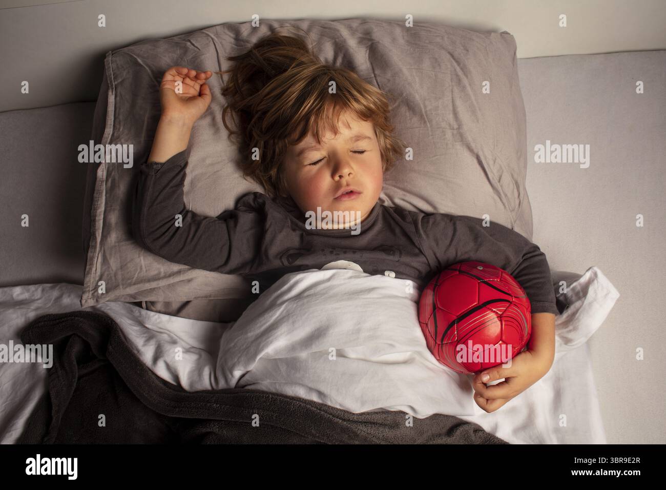 Healthy beautiful child, sweetest blonde toddler boy sleeping with a ...