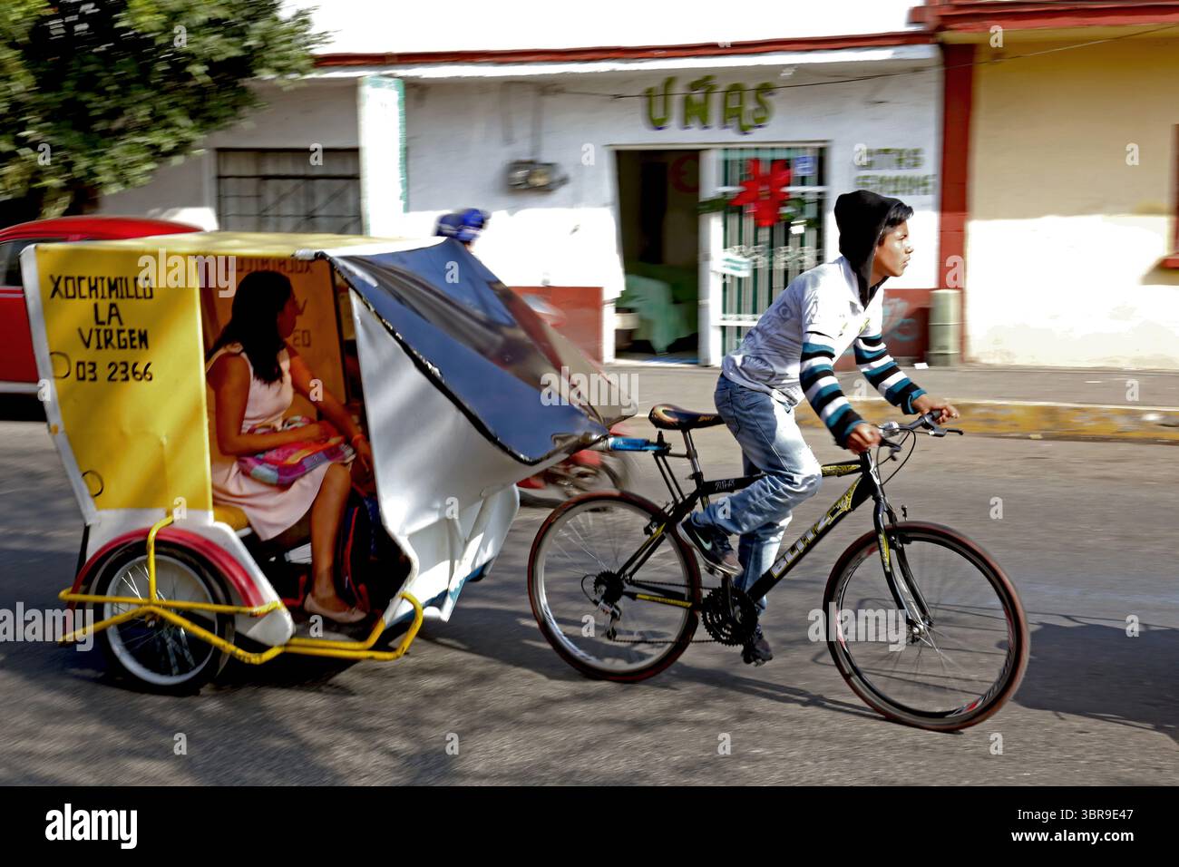 Central America Mexico DF Mexico City Xochimilco district Typical tuc tuc with bike Stock Photo ...