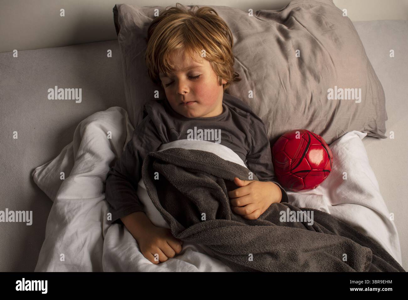 Healthy beautiful child, sweetest blonde toddler boy sleeping with a ...