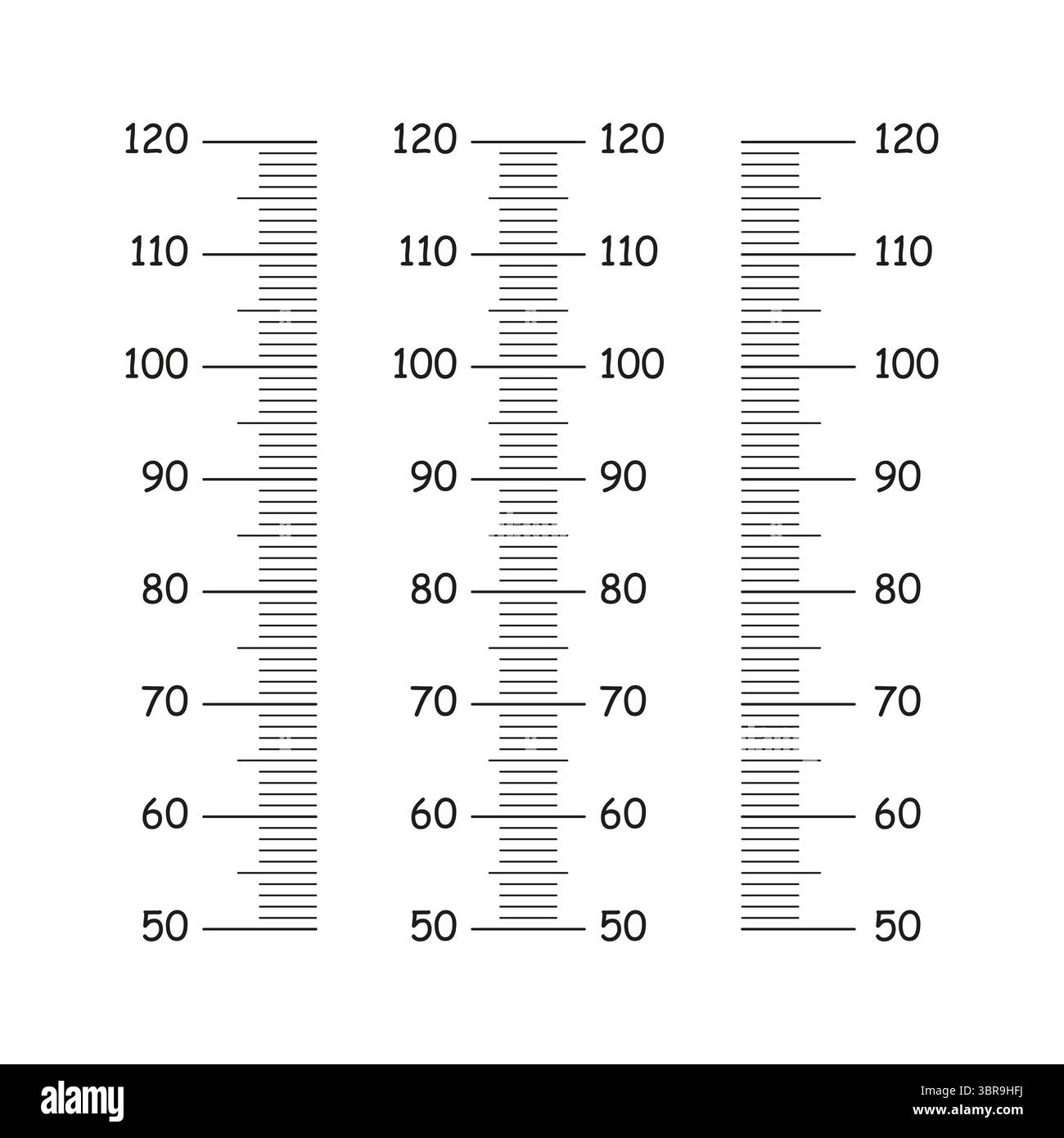 Stadiometer template for wall growth sticker. Kids height chart from 50 ...