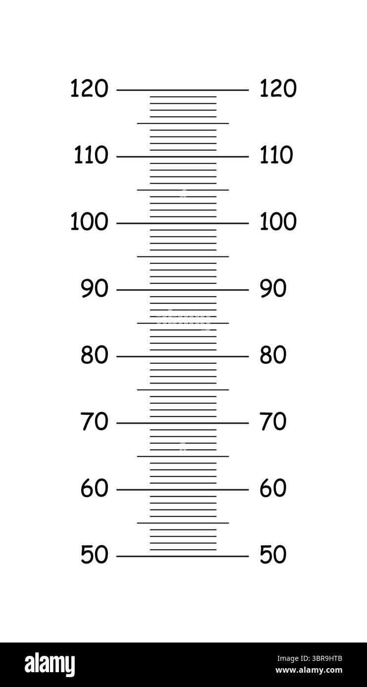 Stadiometer scale. Kids height chart growth sticker from 50 to 120 ...