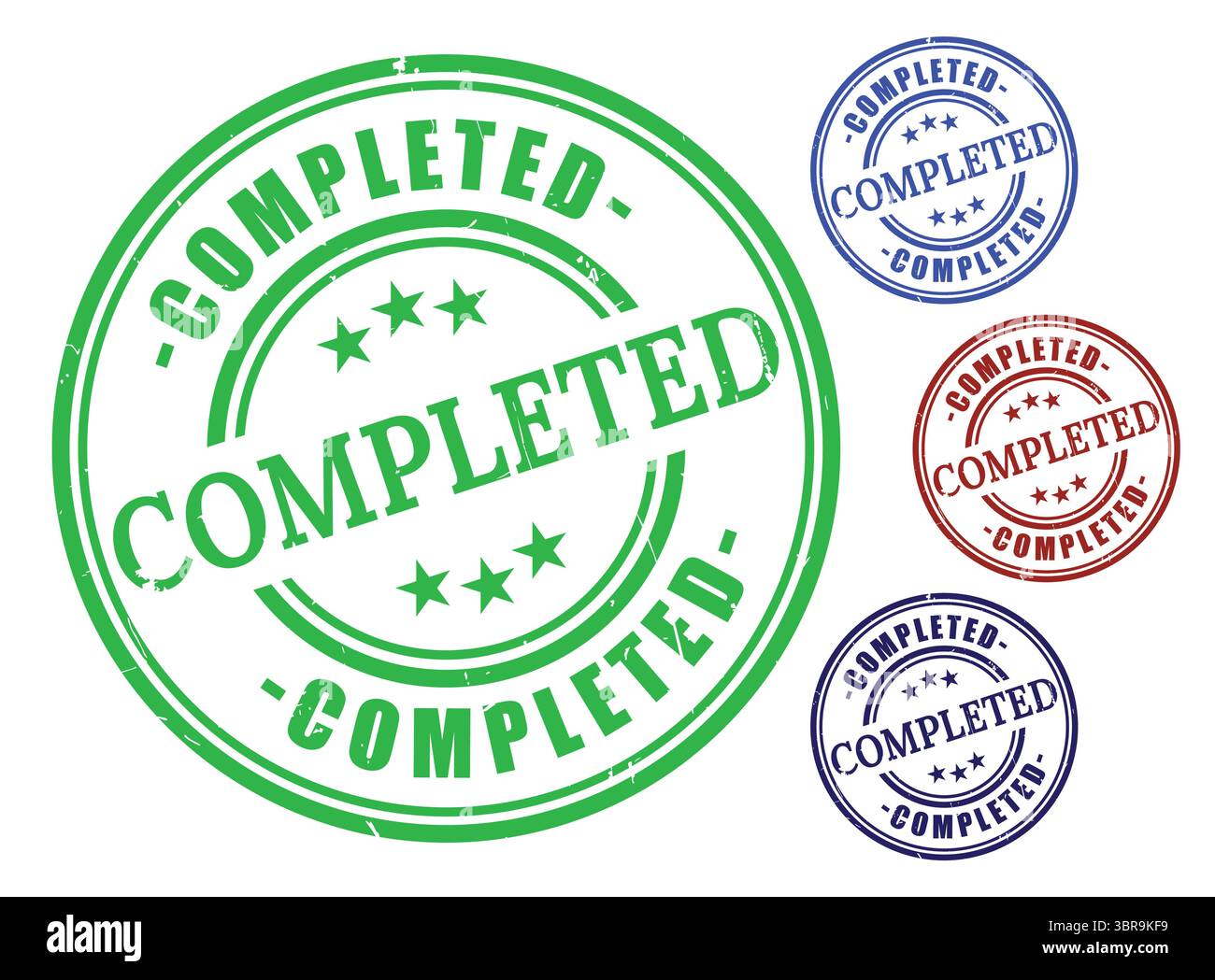 A Finished Project Badge Collection, Completed Status Stamp Vector ...