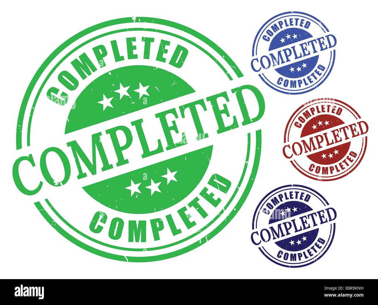 A Task Completed Stamp Vector Set, Grunge Rubber Done Label Pack Stock ...