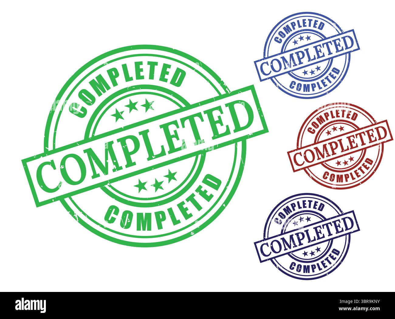 A Completed Grunge Rubber Stamp Collection, Task Finished Vector Set ...