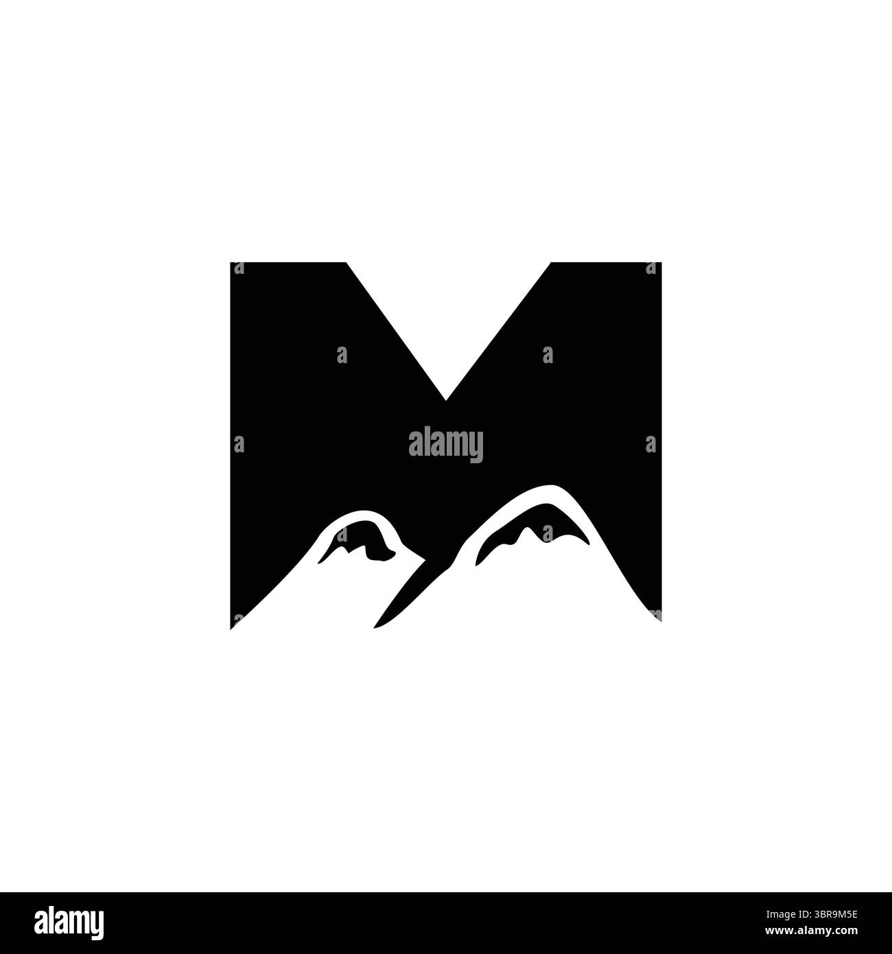 Letter M Logo Mountain Negative Space logo. M alphabet mountain ...