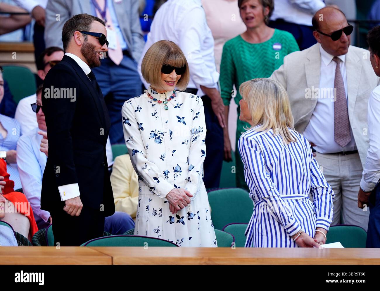 Dame Anna Wintour and Tom Ford speaking with AELTC Chair Deborah Jevans ...
