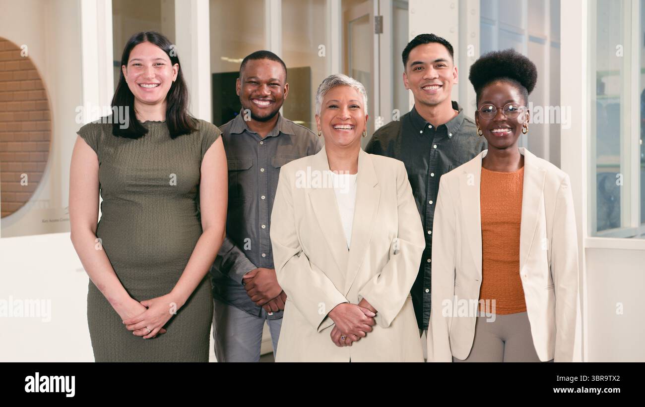Diverse Professional Team Smiling in a Light-Filled Office Environment ...
