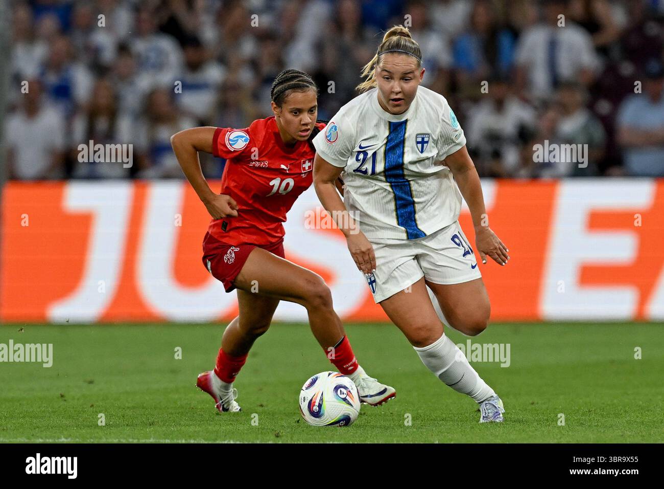 Iman Beney (19) of Switzerland and Oona Sevenius (21) of Finland ...