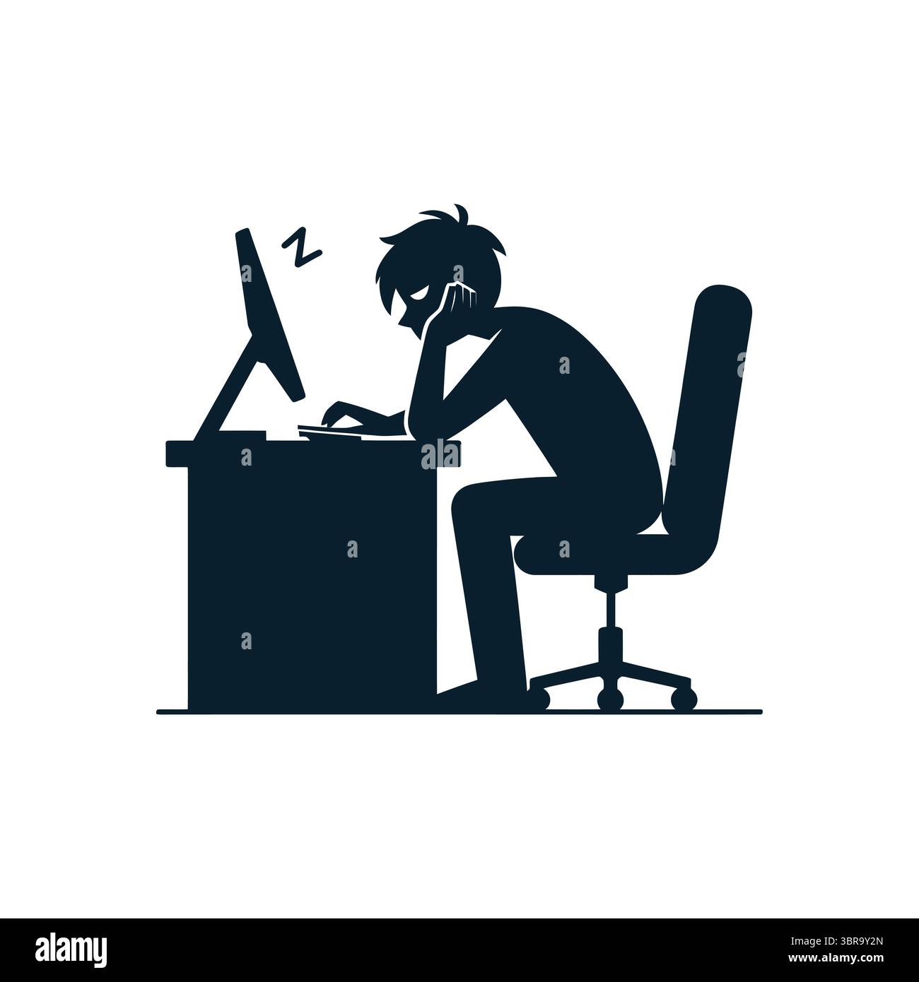 Bored student sitting desk Stock Vector Images - Alamy
