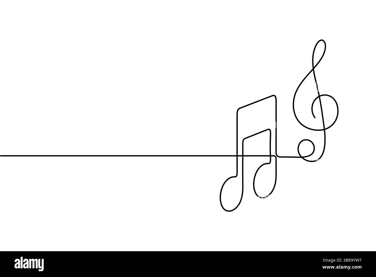 Music notes continuous one line drawing on white background minimalist ...