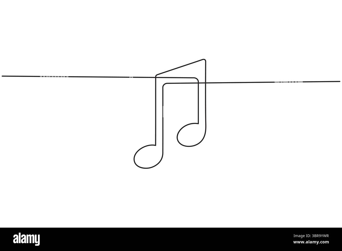 Music notes continuous one line drawing on white background minimalist ...